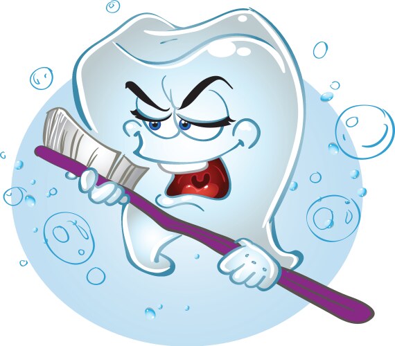 Cute white cartoon tooth character with dentist Vector Image