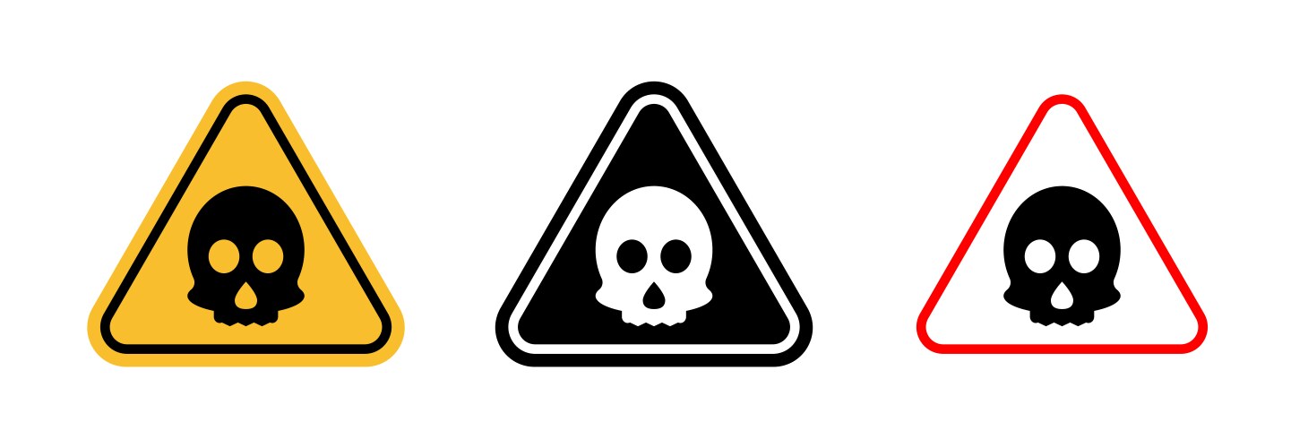 Toxic sign icon set danger caution poison Vector Image