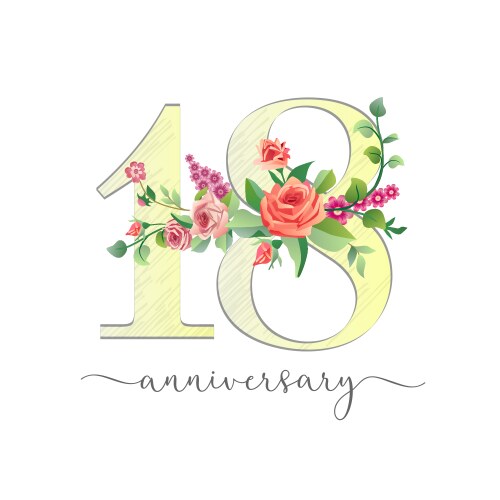 18 flowers anniversary Royalty Free Vector Image