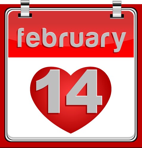 Calendar 14 february Royalty Free Vector Image