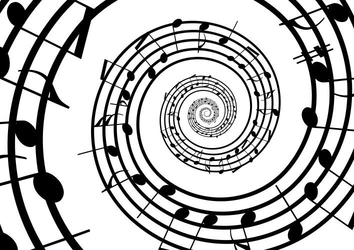 Abstract musical lines with notes Royalty Free Vector Image