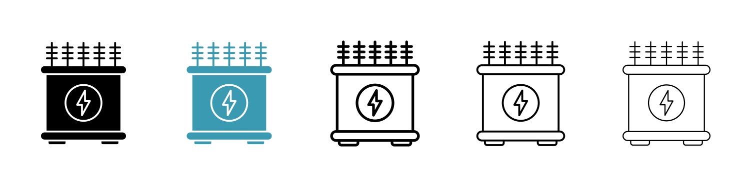 Transformer icon set power substation electric Vector Image