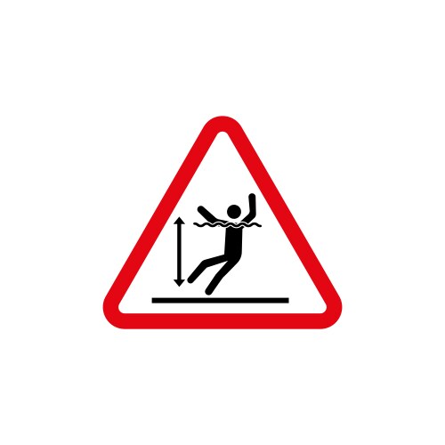 Deep water warning sign icon set alert for areas Vector Image