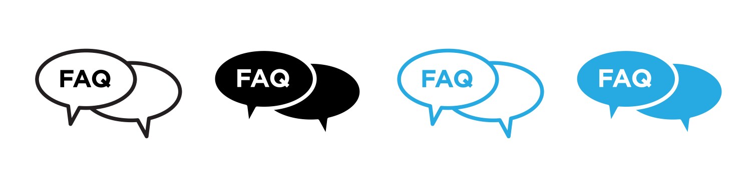 Faq icon black line art logo Royalty Free Vector Image