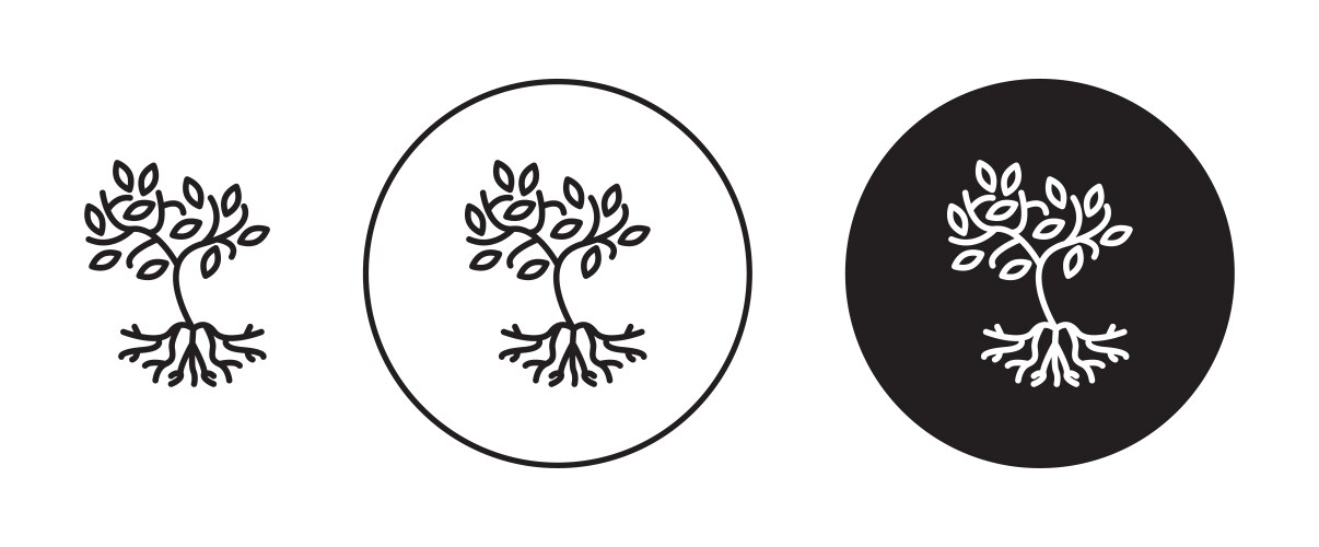 Tree with roots and leaves icon set root leaf and Vector Image