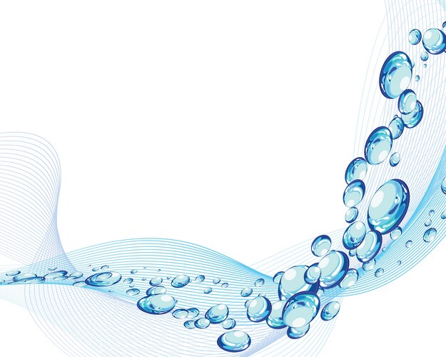 Foamy water with bubble left bottom corner frame Vector Image