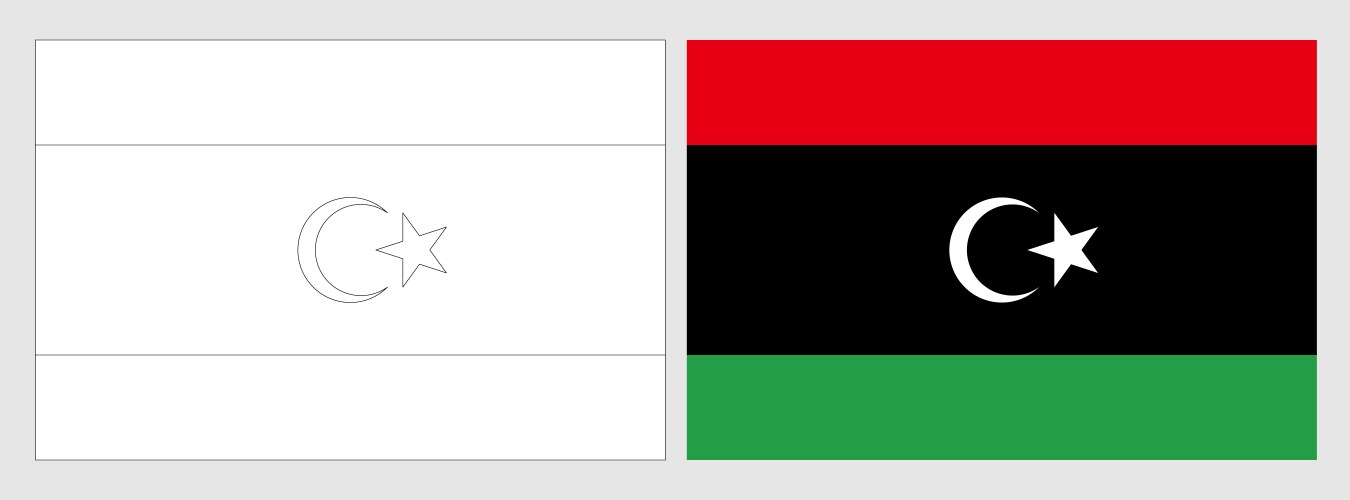 Black outline flag of libya Royalty Free Vector Image