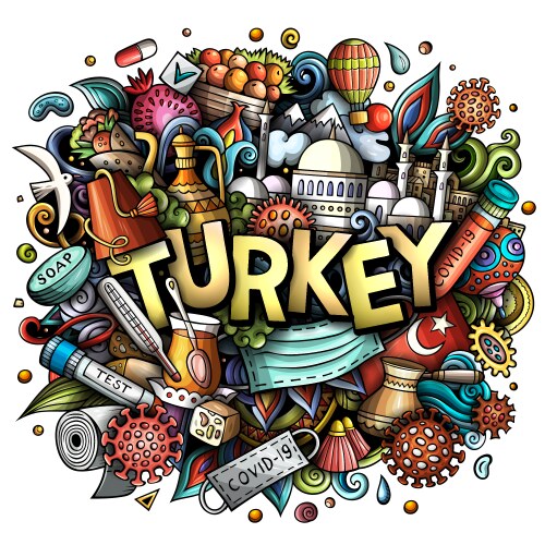 Turkey hand drawn cartoon doodles Royalty Free Vector Image