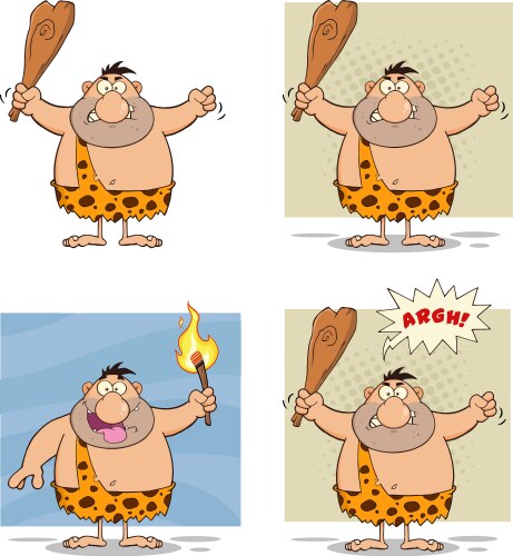 Caveman cartoon characters collection Royalty Free Vector