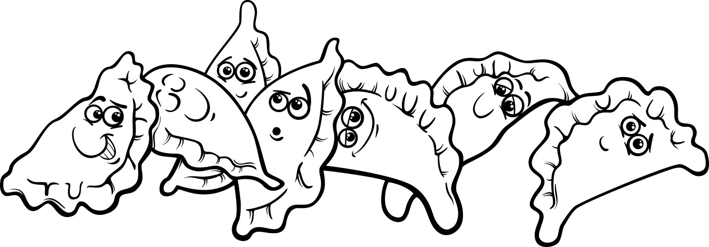 Pierogi or dumplings cartoon clip art Royalty Free Vector