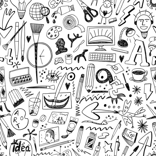 Art tools - seamless background pencil drawings Vector Image