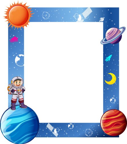 Border template with planets in space Royalty Free Vector