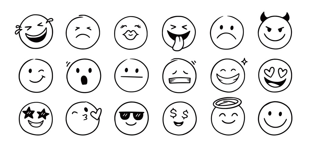 Black & White Emoji Faces – Royalty-Free Vector | VectorStock
