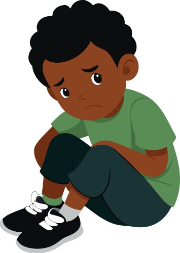 Sad Boy Cartoon Sitting Alone Vector Images (over 590)