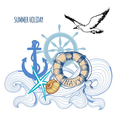 Sea adventure template Royalty Free Vector Image