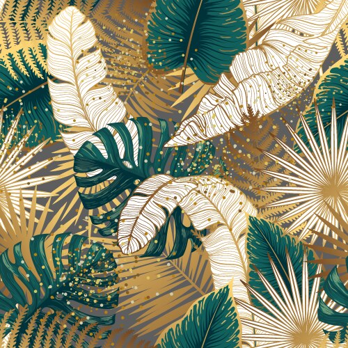 Fern leaves seamless pattern floral Royalty Free Vector