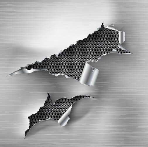 Ragged hole torn in ripped steel metal Royalty Free Vector