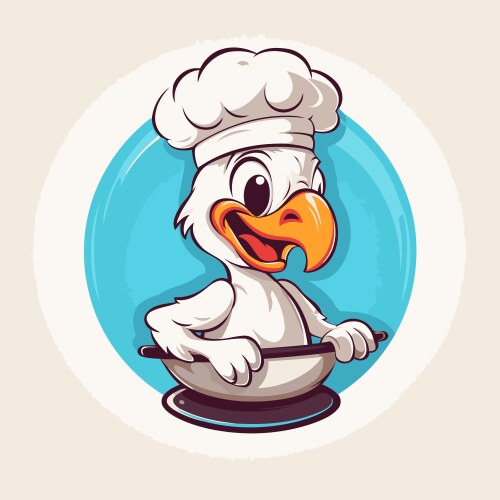 A chef with plate and bird Royalty Free Vector Image