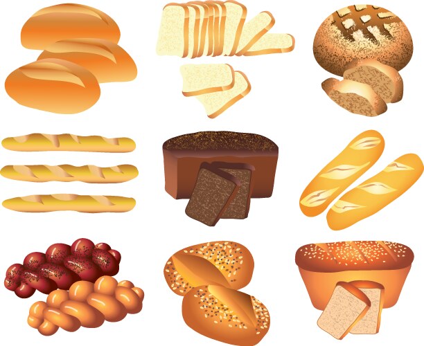 Bread and bakery products Royalty Free Vector Image