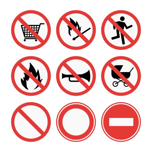 Prohibition signs set safety information Vector Image