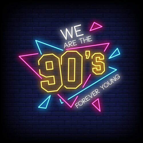 Back to the 90s neon signs style text Royalty Free Vector