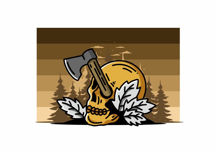 An ax stuck in the skull design Royalty Free Vector Image