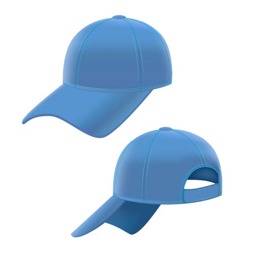 Blue baseball cap set front side view isolated Vector Image