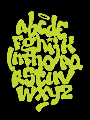 Bright cartoon comic graffiti font alphabet Vector Image