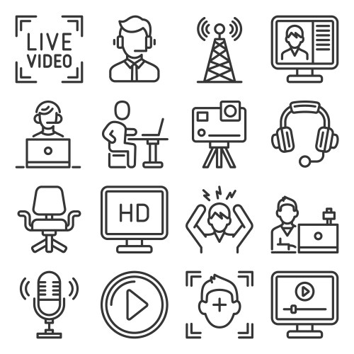 Video editing icon film movie production symbols Vector Image