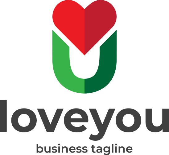 Love You Logo Red Heart With I Love You As Symbol For Valentines Day