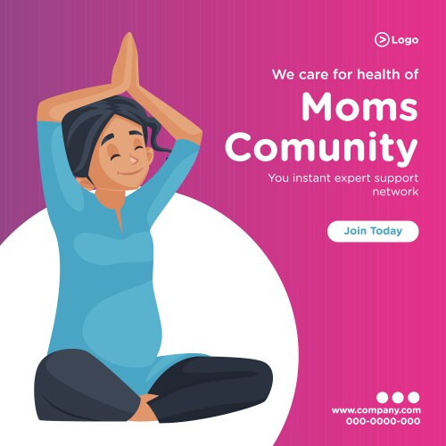 Banner design of moms community Royalty Free Vector Image
