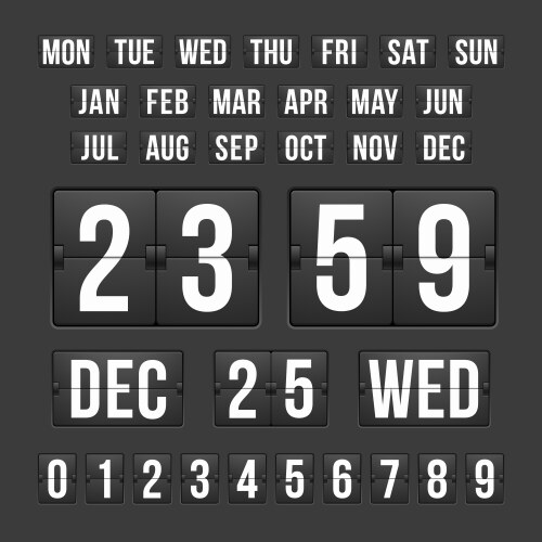 Countdown timer white color mechanical scoreboard Vector Image