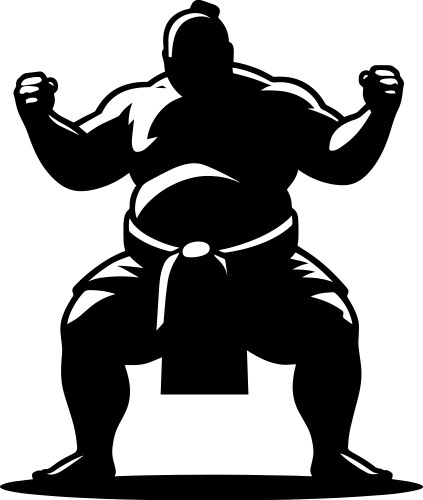 Sumo fight silhouette isolated on a white Vector Image