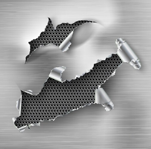 Metal sheet with torn edge rip of steel page Vector Image