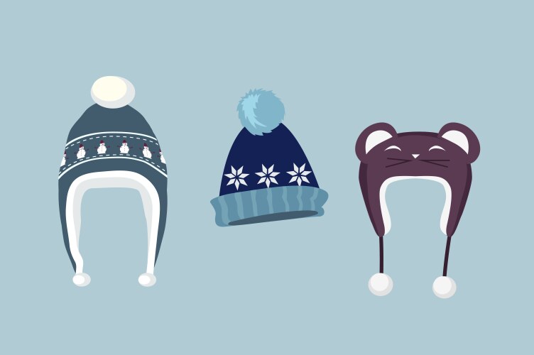Set winter hat Royalty Free Vector Image - VectorStock