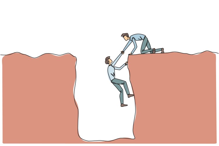 Teamwork game concept one single line drawing Vector Image