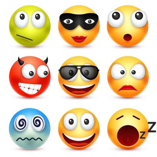 Smiley emotions moods Royalty Free Vector Image