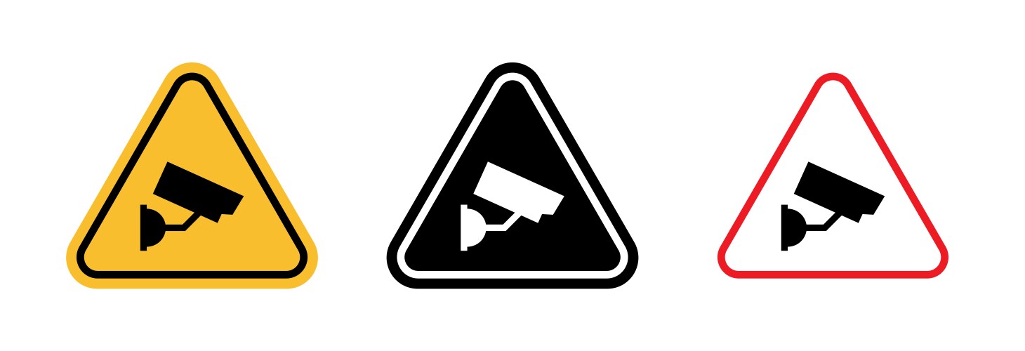 Video surveillance sign icon set monitored area Vector Image