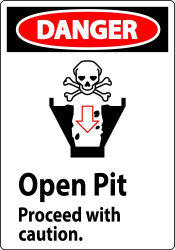 Danger open pit symbol sign isolate on white Vector Image