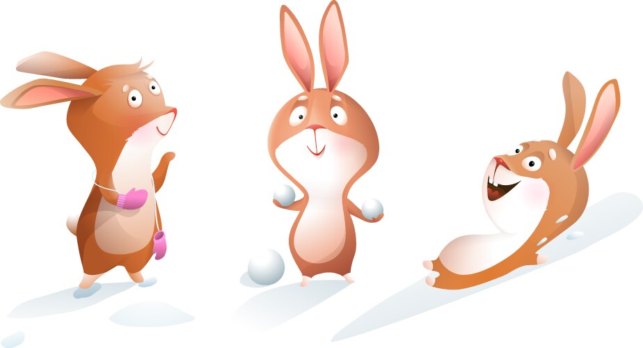 Set cute rabbit characters Royalty Free Vector Image