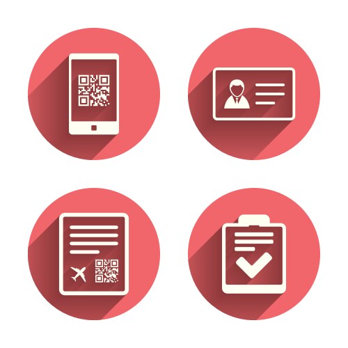 Qr scan code icon boarding pass flight sign Vector Image