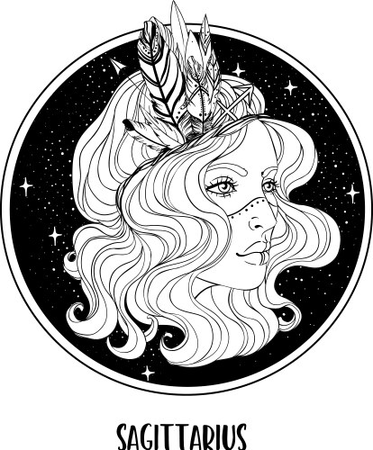 Zodiac sagittarius horoscope sign line art Vector Image