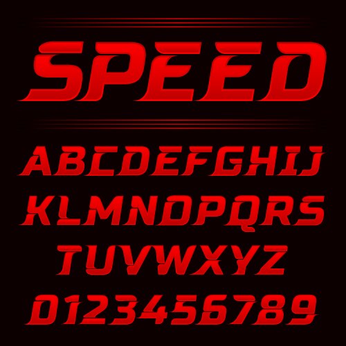 Speed letters set red race font italic bold Vector Image