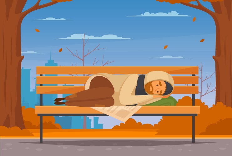 Homeless people cartoon infographics Royalty Free Vector