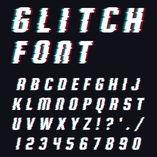 Font in glitch style Royalty Free Vector Image