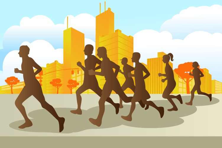 Marathon runners Royalty Free Vector Image - VectorStock