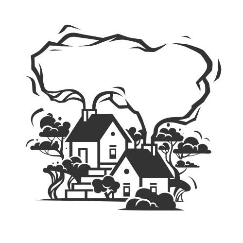 Smoke coming from family house chimney cartoon Vector Image