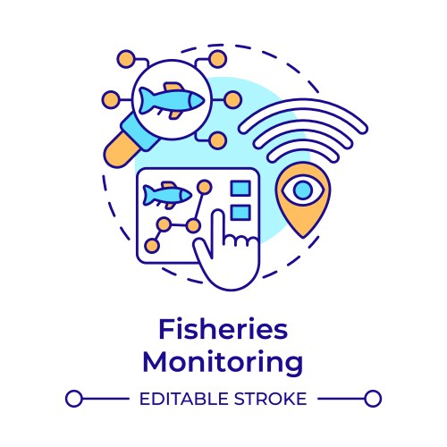 Fisheries monitoring rgb color icon Royalty Free Vector