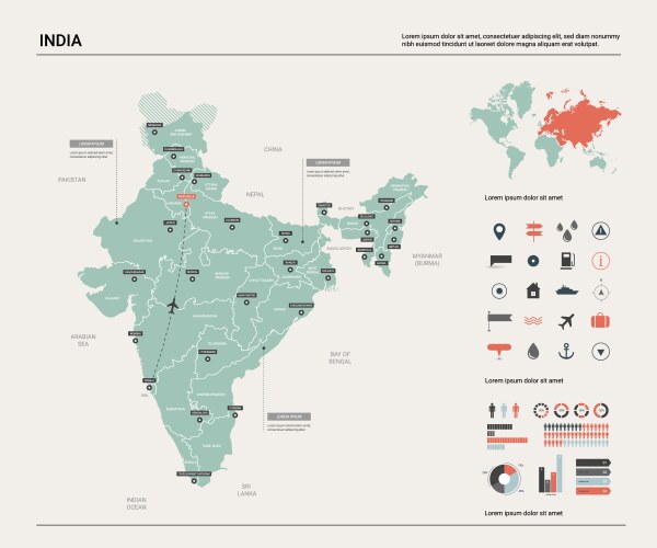 India map with states latest not to scale Vector Image