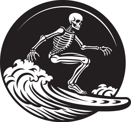 Rad rider cartoon skeleton surfing specter Vector Image